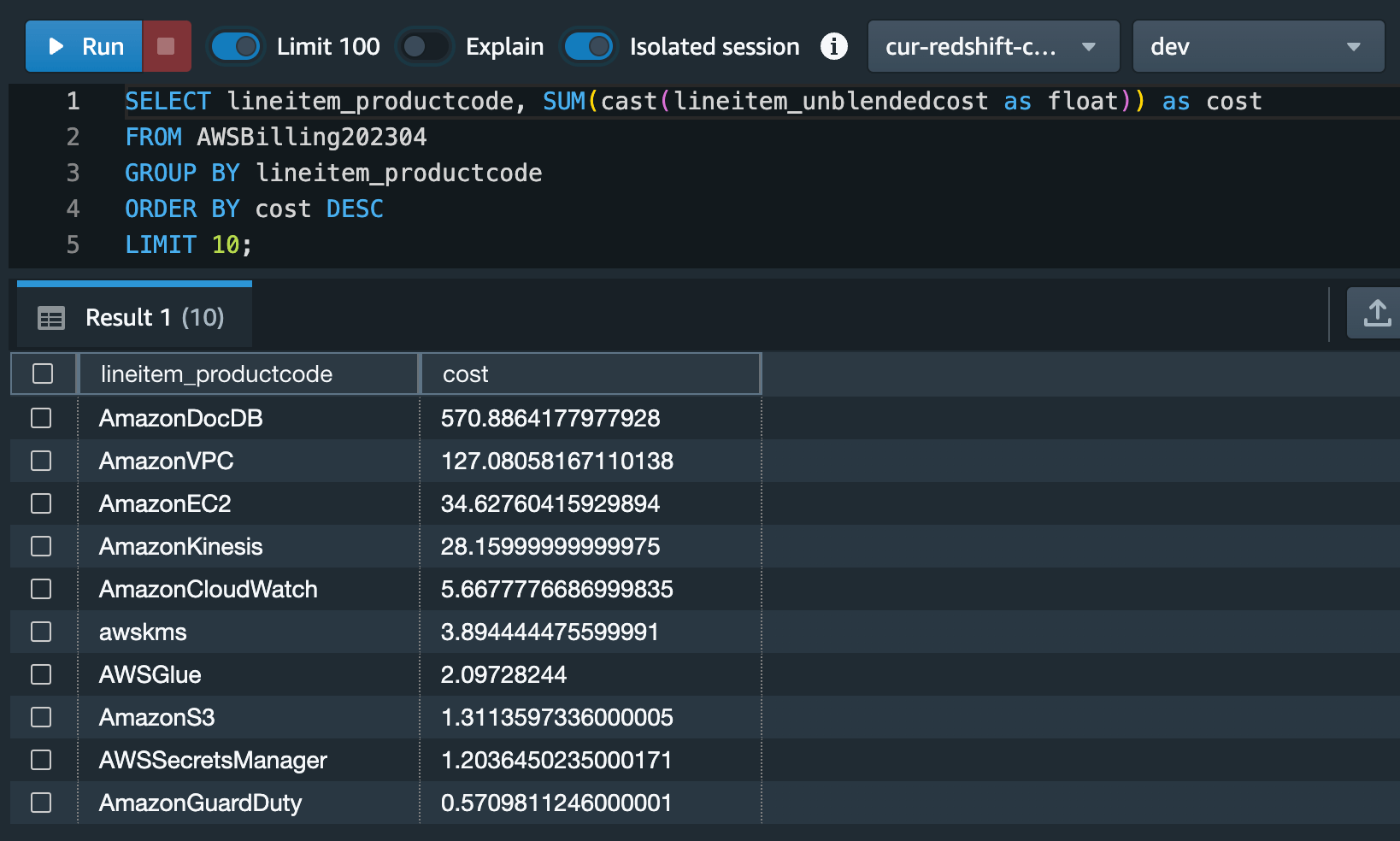 Using Amazon Redshift With CUR | CloudForecast